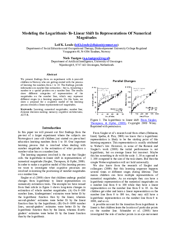 Pdf Modeling The Logarithmic To Linear Shift In Representations Of