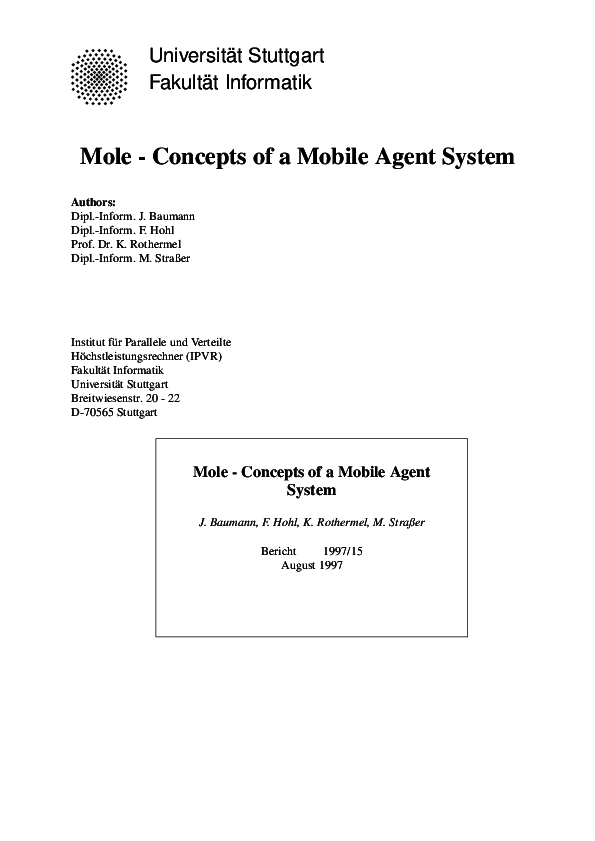Pdf Mole Concepts Of A Mobile Agent System Mole Concepts Of A Mobile Agent System