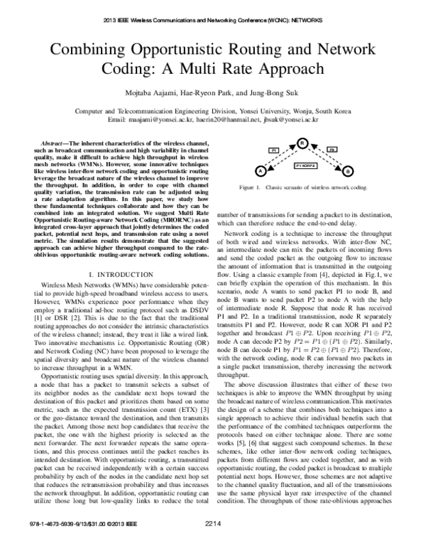(PDF) Combining Opportunistic Routing and Network Coding: A Multi Rate ...
