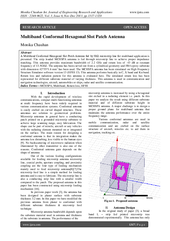 (PDF) Multiband Conformal Hexagonal Slot Patch Antenna