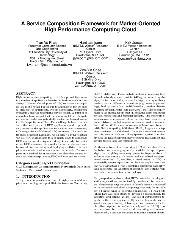 (PDF) A Service Composition Framework for Market-Oriented High Performance Computing Cloud