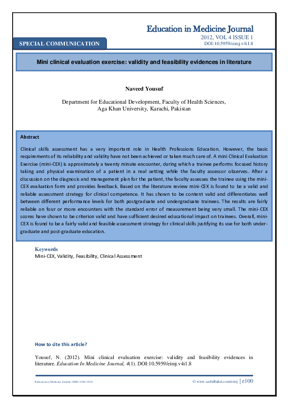 (PDF) Introduction to Clinical Skills Assessment