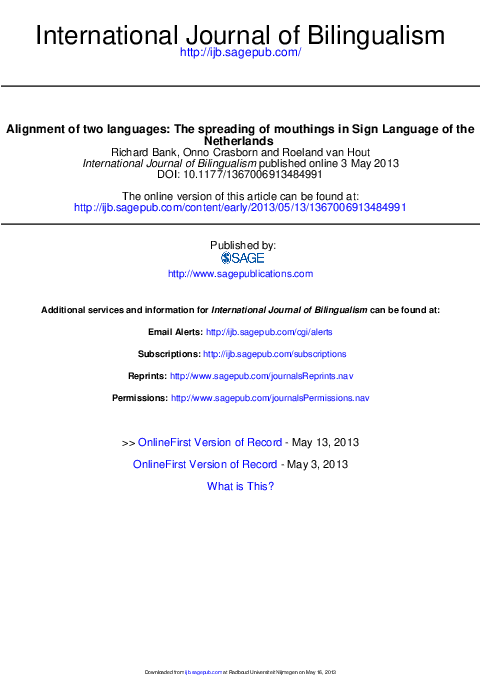 (PDF) Alignment of two languages: The spreading of mouthings in Sign ...