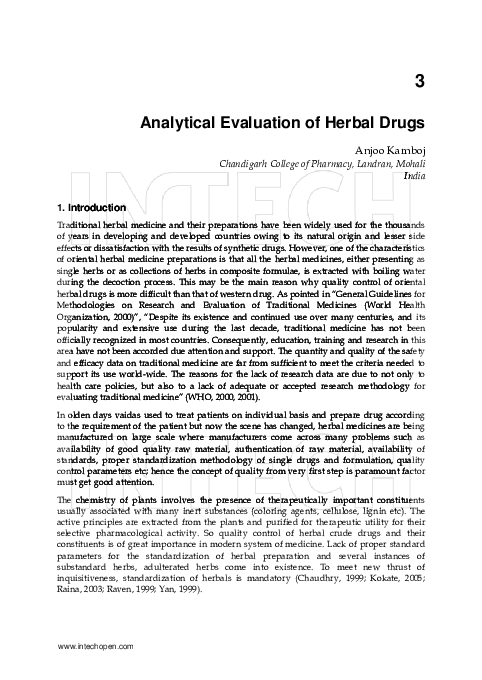 (PDF) Analytical Evaluation of Herbal Drugs