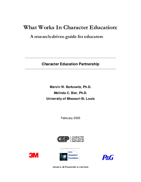 (PDF) What Works In Character Education