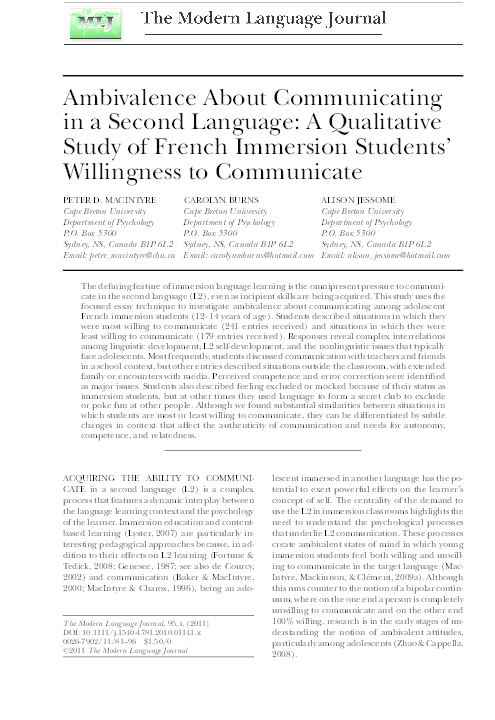 french immersion requirements