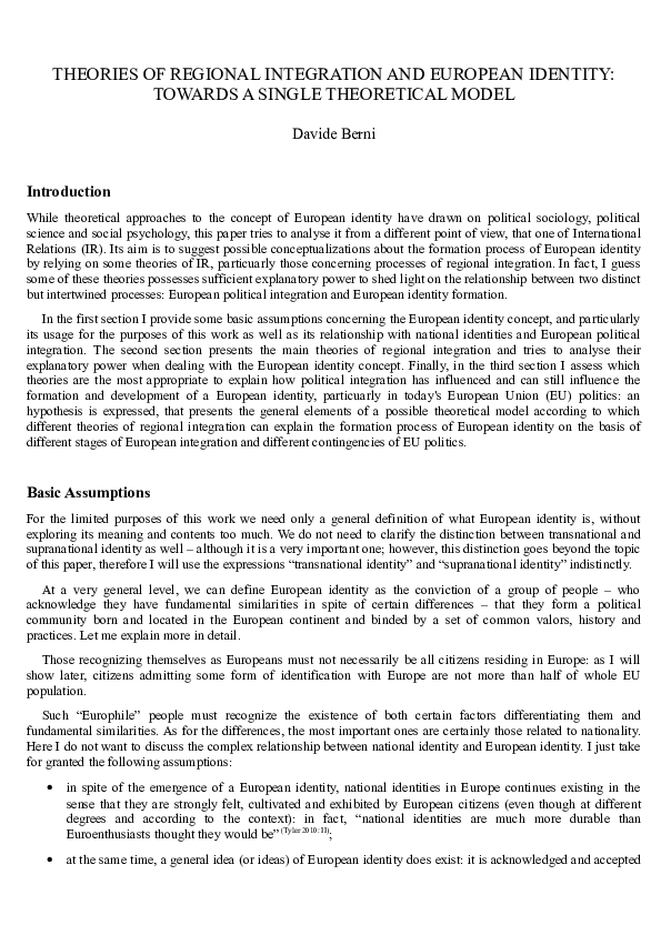 (DOC) The concept of European identity, different meanings and ...