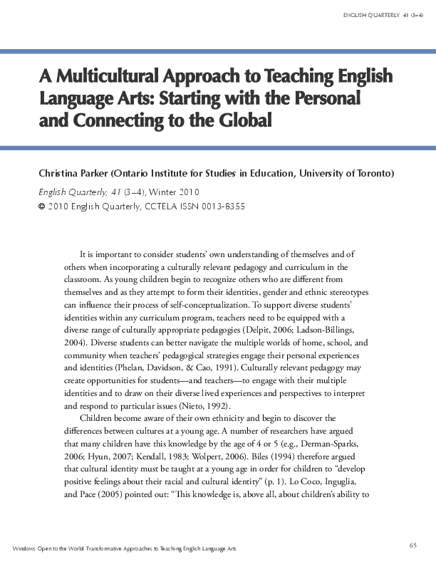 (PDF) A multicultural approach to teaching English Language Arts ...