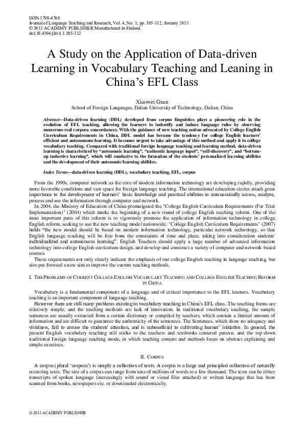 (PDF) A Study on the Application of Data-driven Learning in Vocabulary ...
