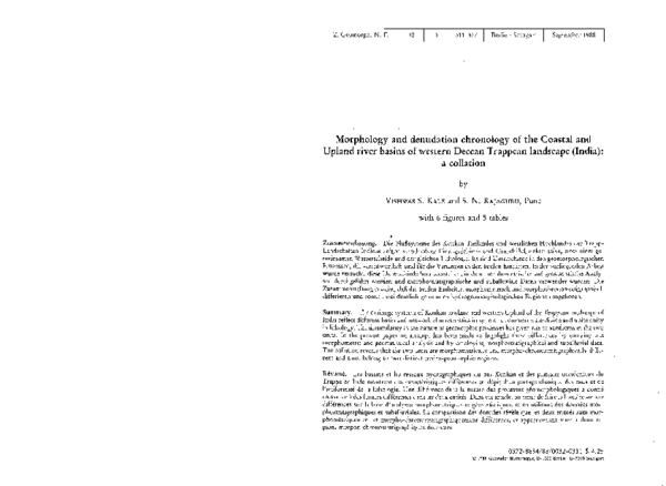(PDF) Kale VS, and Rajaguru SN. 1988. Morphology and denudation ...
