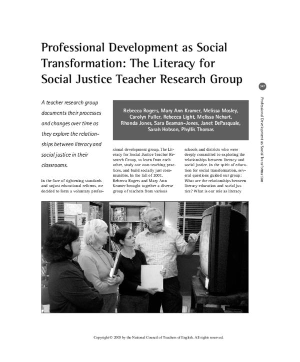 (PDF) Professional Development as Social Transformation: The Literacy ...