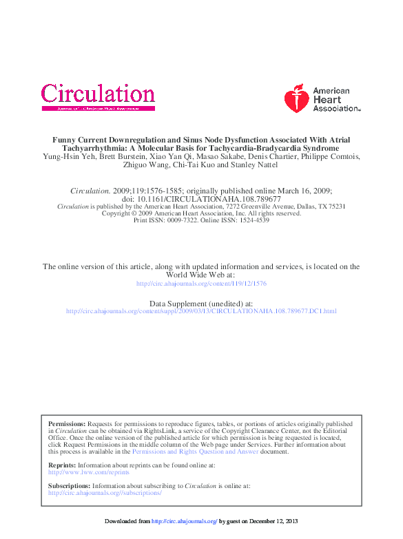 (PDF) Funny Current Downregulation and Sinus Node Dysfunction ...