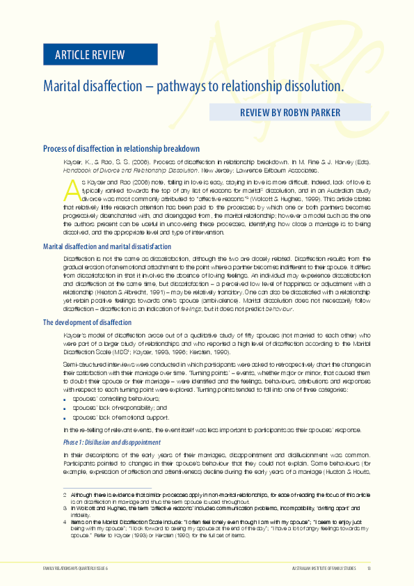 (PDF) Marital disaffection - pathways to relationship dissolution