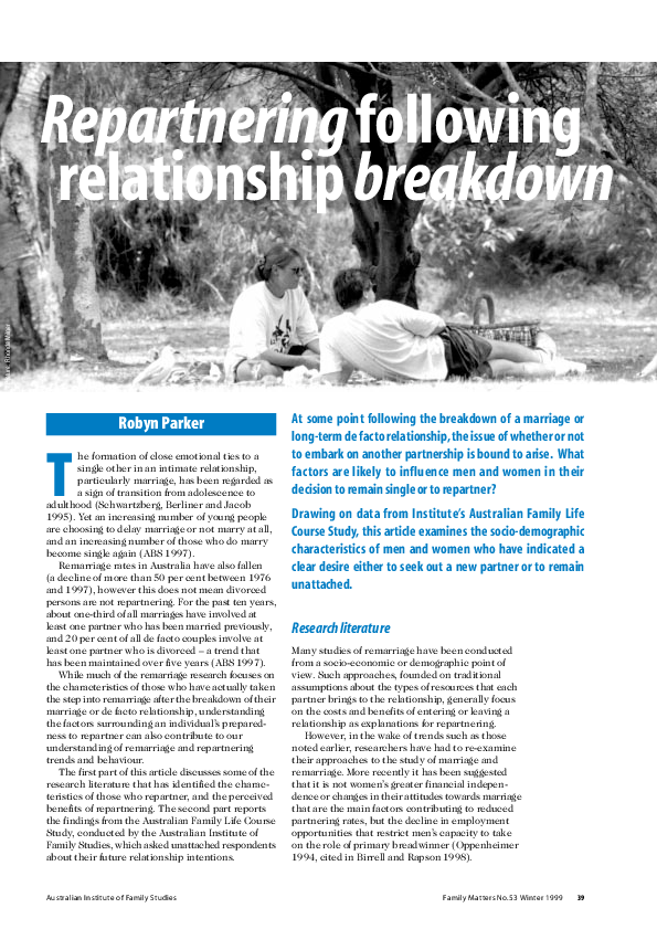 (PDF) Repartnering following relationship breakdown