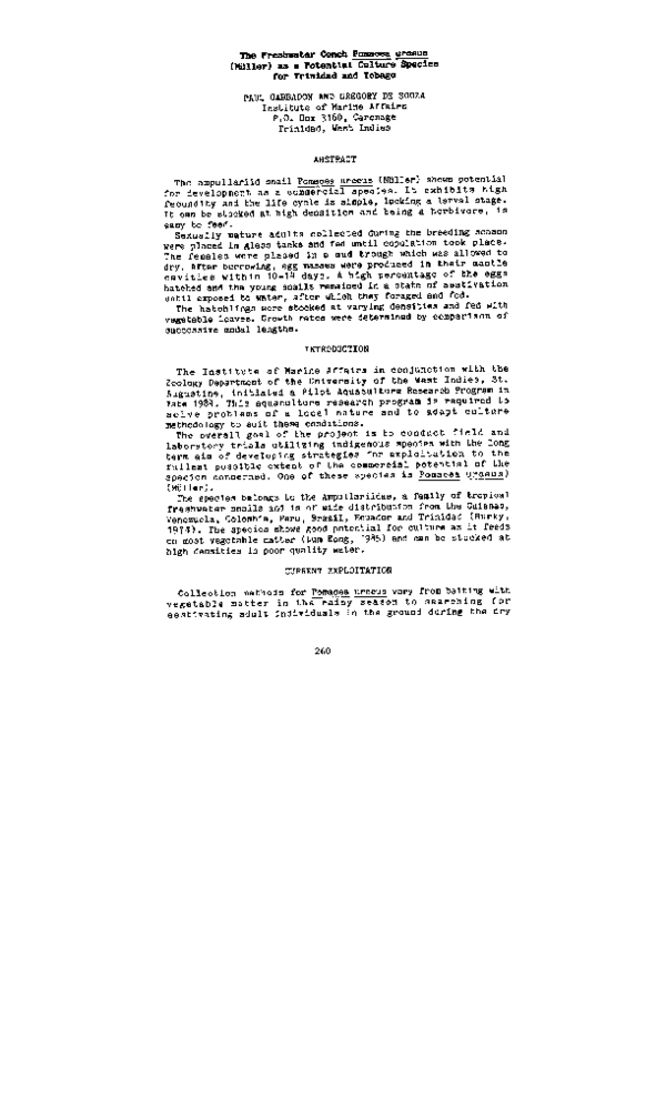 (PDF) The Freshwater Conch Pomacea urceus (Muller) as a Potential ...