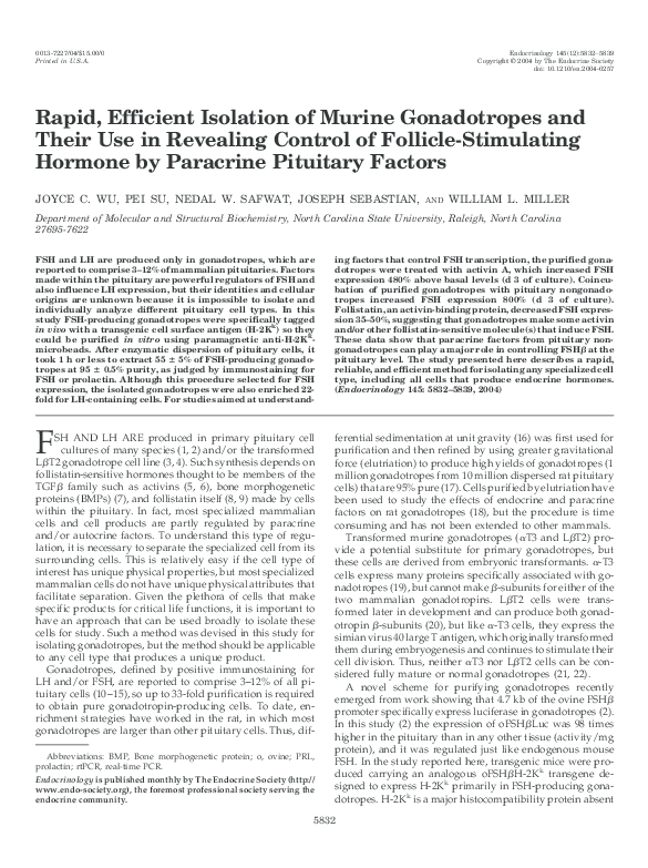 (PDF) Rapid, Efficient Isolation of Murine Gonadotropes and Their Use ...