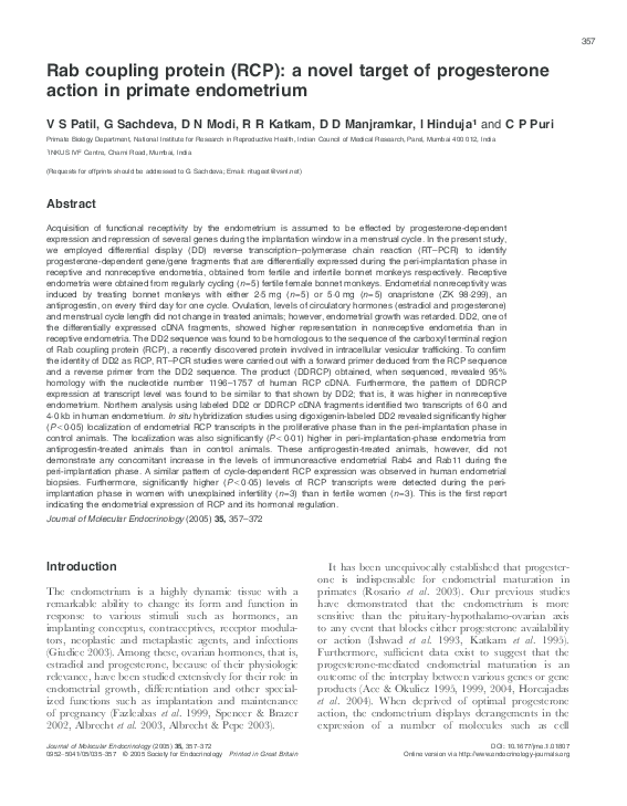 (PDF) Rab coupling protein (RCP): a novel target of progesterone action ...