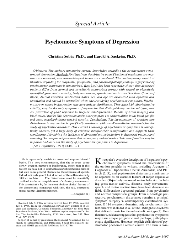 (PDF) Psychomotor symptoms of depression