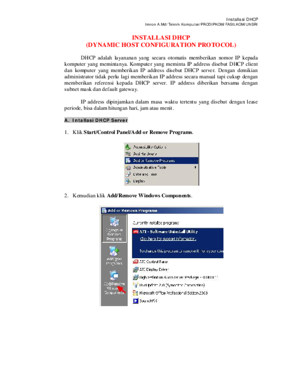 (PDF) Installasi DHCP INSTALLASI DHCP (DYNAMIC HOST CONFIGURATION PROTOCOL)