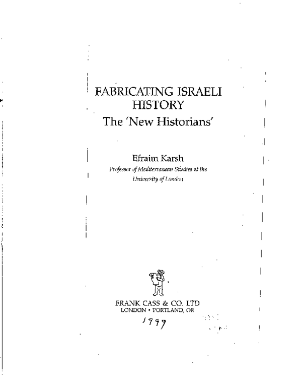 (PDF) Fabricating Israeli history: the" new historians"