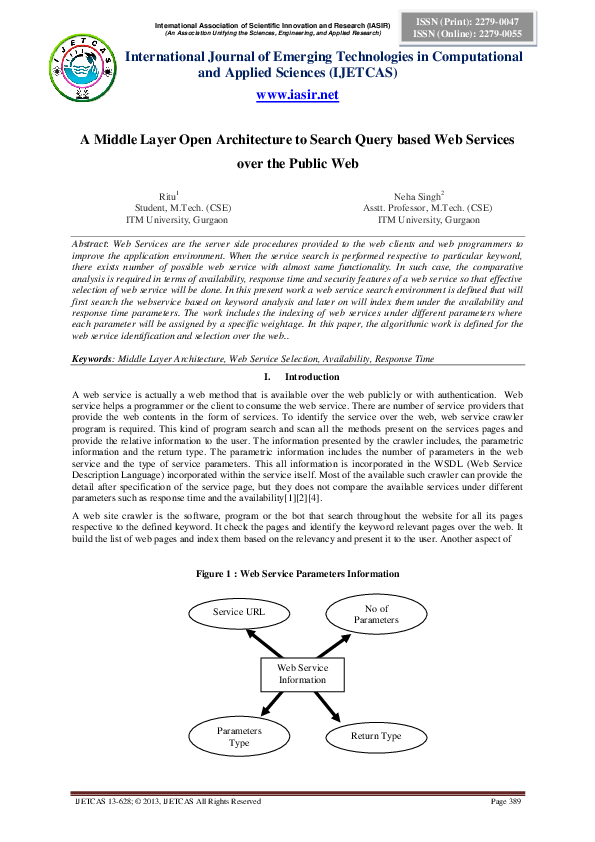 Pdf A Middle Layer Open Architecture To Search Query Based Web Services Over The Public Web