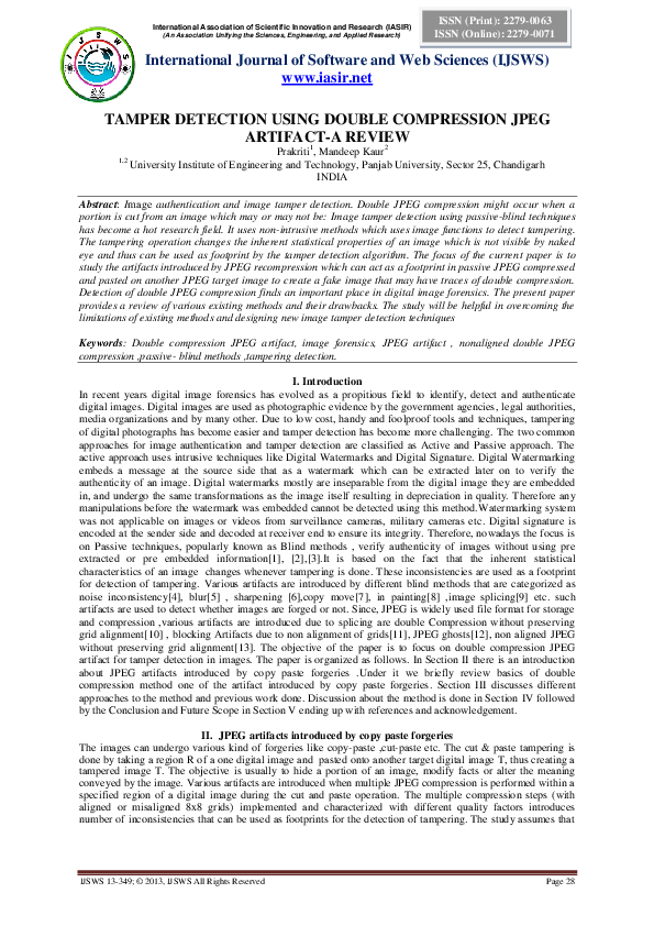 (PDF) International Association of Scientific Innovation and Research (IASIR) TAMPER DETECTION ...