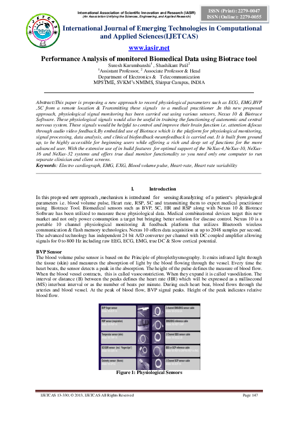 (PDF) Performance Analysis of monitored Biomedical Data using Biotrace tool