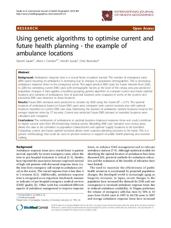 (PDF) Using genetic algorithms to optimise current and future health planning-the example of ...
