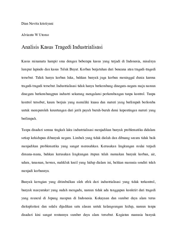 (DOC) Analisis kritis tragedi Industrialisasi