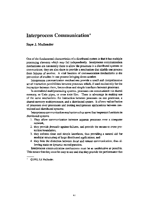 (PDF) Interprocess communication