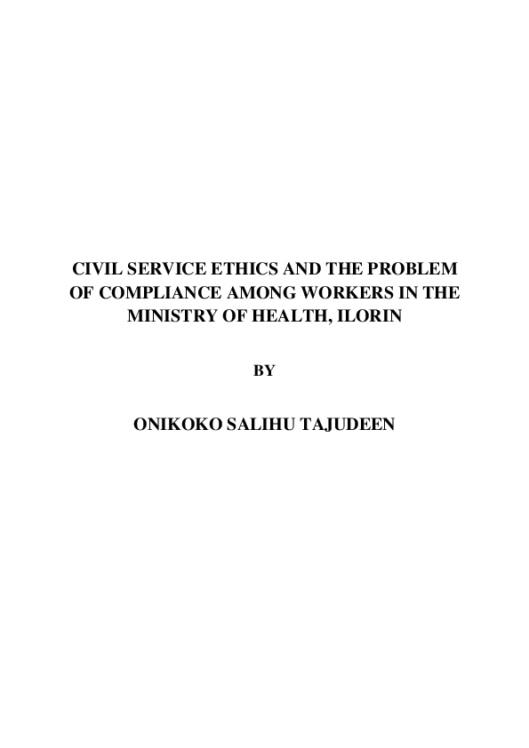 (DOC) civil service ethics and the problem of compliance among civil ...