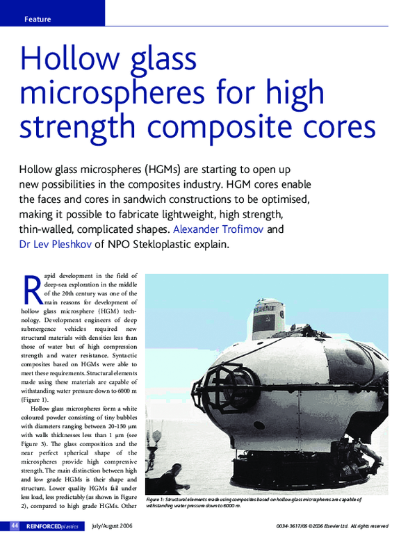 (PDF) Hollow glass microspheres for high strength composite cores