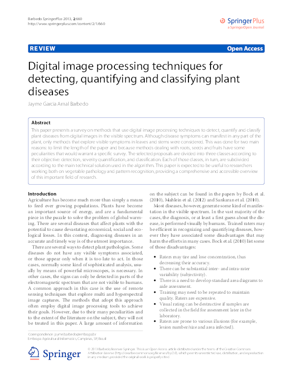 Digital image processing techniques for detecting, quantifying and ...