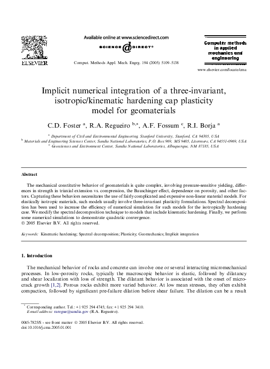 (PDF) Implicit numerical integration of a three-invariant, isotropic ...