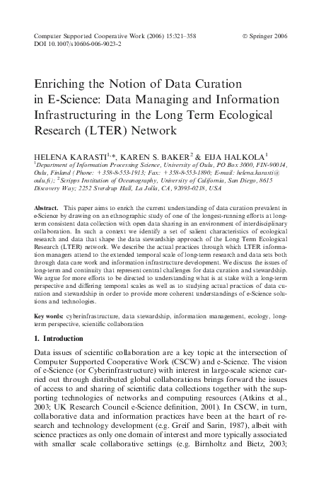 (PDF) Enriching the notion of data curation in e-science: data managing and information ...