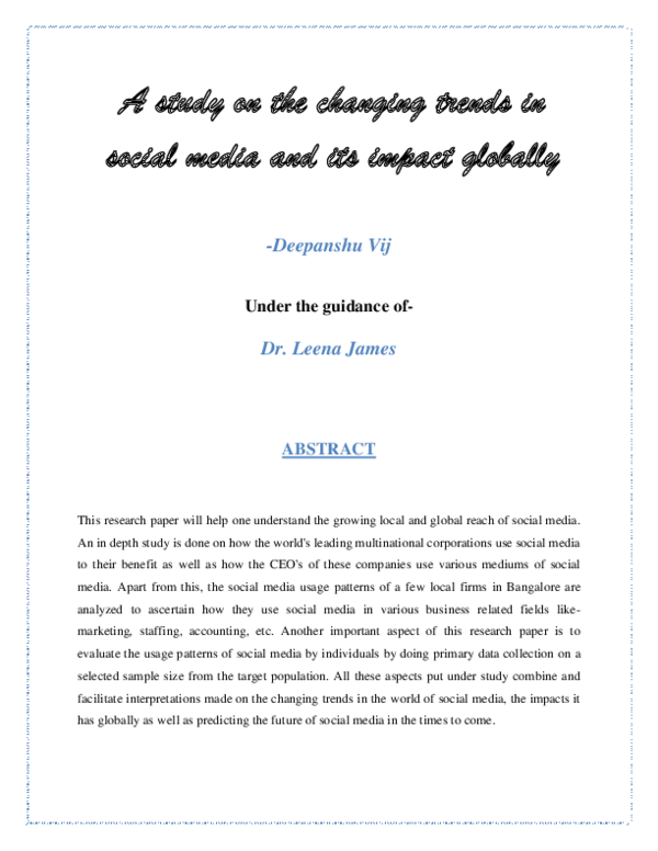 (PDF) A study on the changing trends in social media and its impact ...