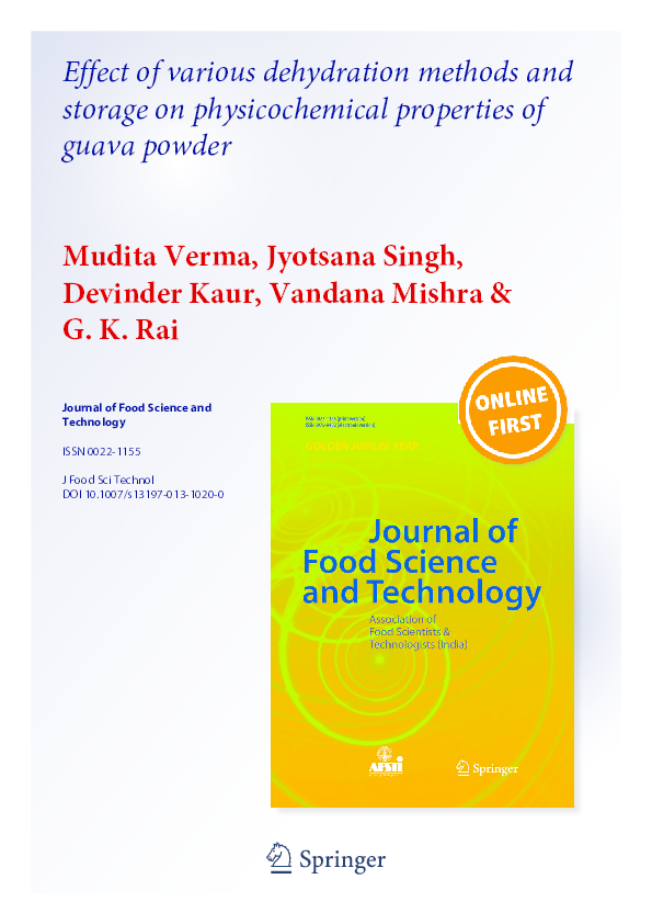 (PDF) 2 3 Effect of various dehydration methods and storage on physicochemical properties of ...