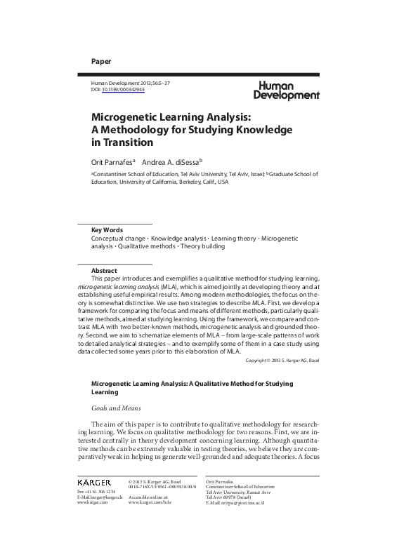 (PDF) Microgenetic Learning Analysis: A Methodology for Studying ...