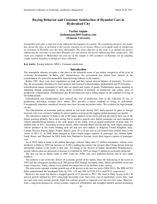 (PDF) Buying Behavior and Customer Satisfaction of Hyundai Cars in ...