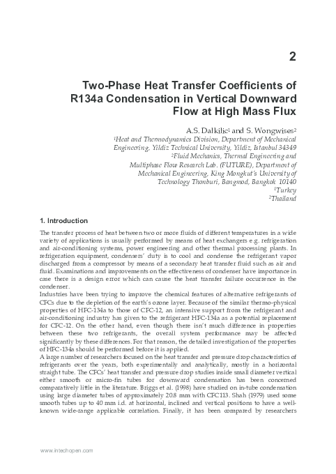 (PDF) 2 Two-Phase Heat Transfer Coefficients of R134a Condensation in ...