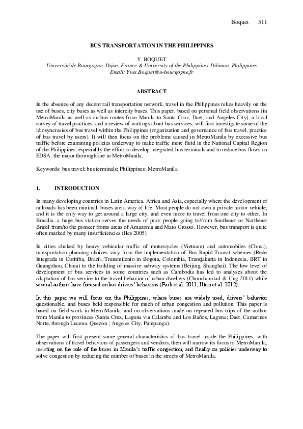 (PDF) Bus transportation in the Philippines