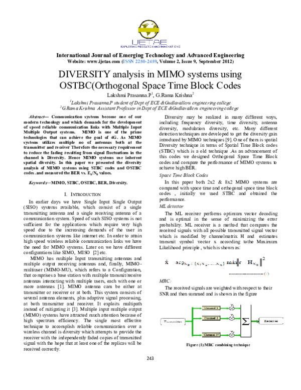 (PDF) International Journal of Emerging Technology and Advanced Engineering DIVERSITY analysis ...