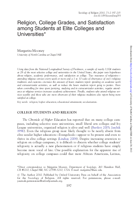 (PDF) Religion, College Grades, and Satisfaction among Students at ...