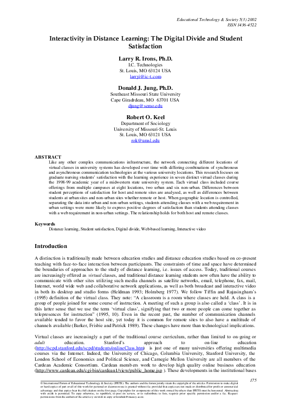 (PDF) Interactivity in Distance Learning: The Digital Divide and ...