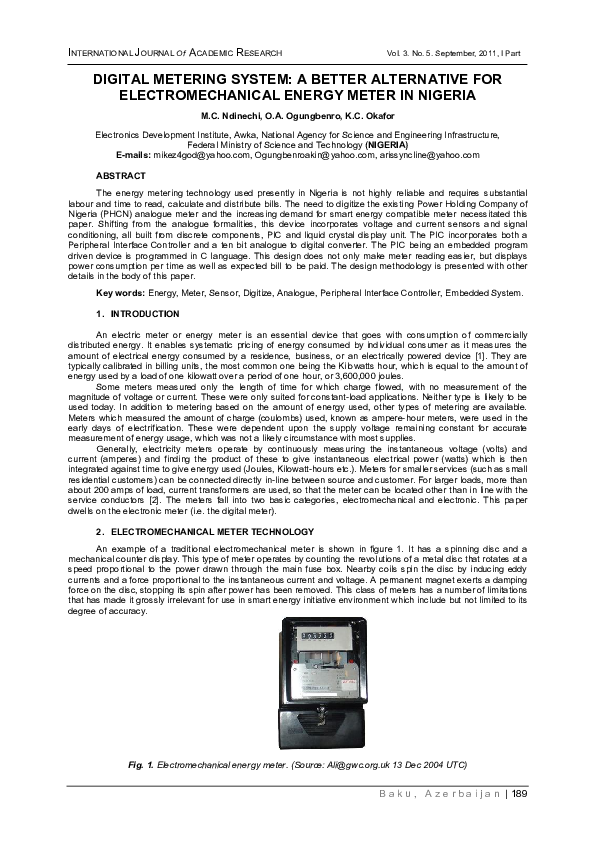 (PDF) DIGITAL METERING SYSTEM: A BETTER ALTERNATIVE FOR ...