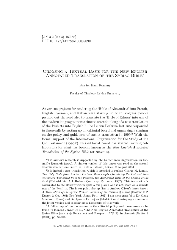 (PDF) Choosing a Textual Basis for the New English Annotated ...
