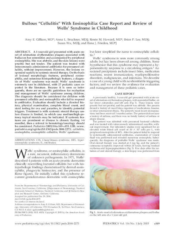 (PDF) Syndrome in Childhood Bullous "Cellulitis" With Eosinophilia ...
