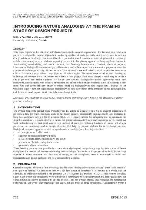 (PDF) Introducing nature analogies at the framing stage of design projects