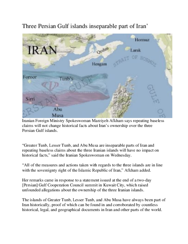 (PDF) Three Persian Gulf islands inseparable part of Iran’