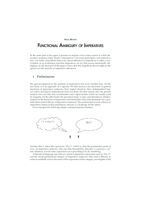 (PDF) Functional Ambiguity of Imperatives